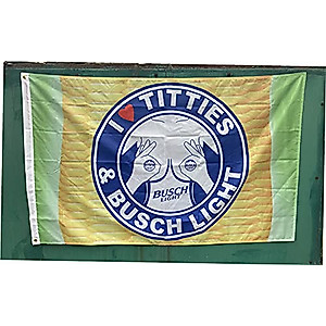 NIKIDAS I Love Titties & Busch Light Flag - Man Cave Busch Corn Beer Flag 3x5 Feet