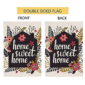 BLKWHT Home Sweet Home Garden Flag Vertical Double Sided Spring Summer Yard Outdoor Decorative 12.5 x 18 Inch