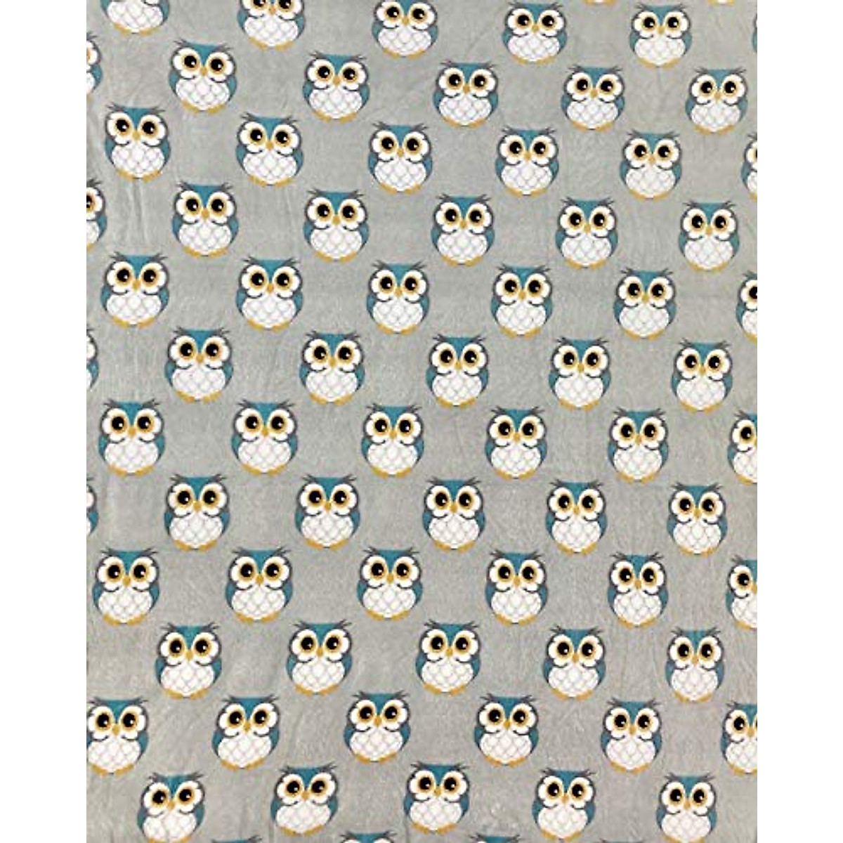 Just Home Fun Print Soft Cozy Lightweight 50 x 60 Fleece Throw Blanket (Tan with Turquoise Owls)