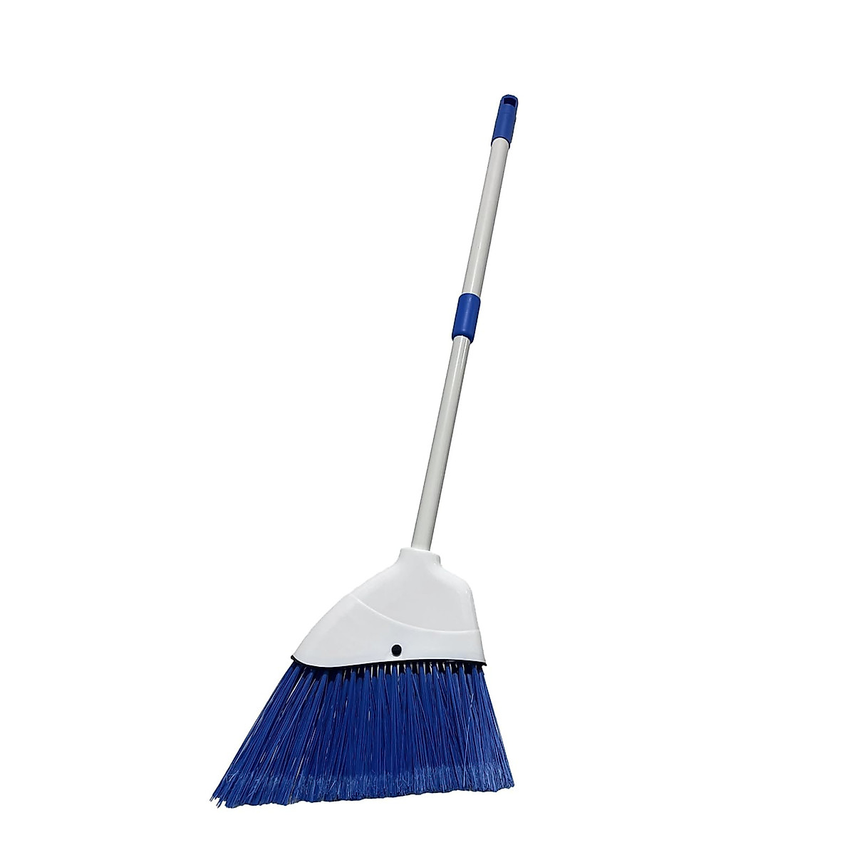 Small Broom - Indoor or Outdoor Portable Broom with Adjustable Handle, Cleaning Little Helper for Housekeeping, Office, Working Desk, and Pet Nest(White&Blue)