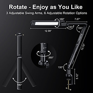 Yeslamp Evo Adjustable LED Desk Lamp, Professional Grade Table Light with 6 Axis Swing Arm, Video Conference Lighting, Architect Desk Lamp, Natural Spectrum Lights for Painting, Reading, Home Office