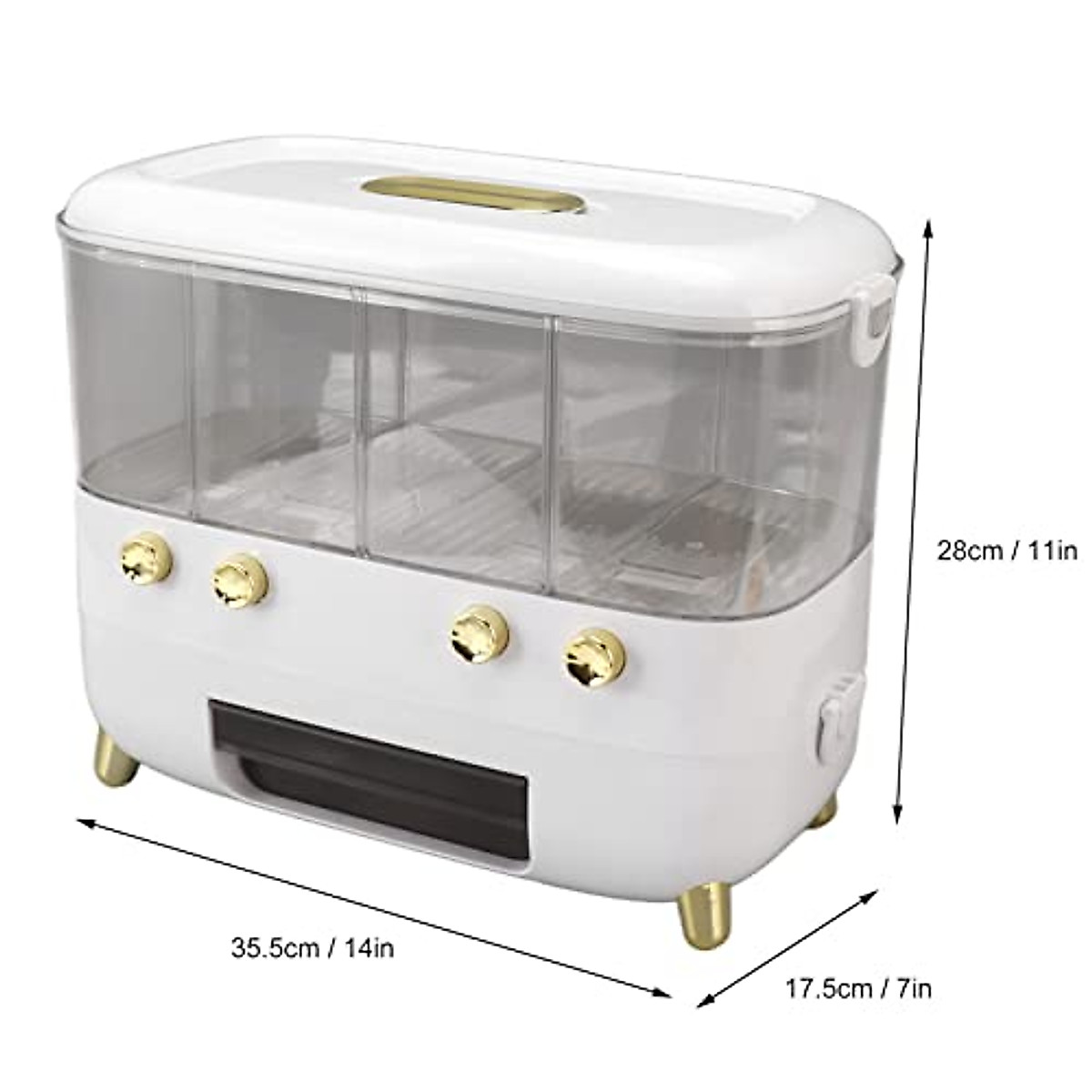 Haofy Rice Grain Bucket, 5000ml Compartment Food Storage Container White Refreshing Keeping for Restaurant (4 Grid)