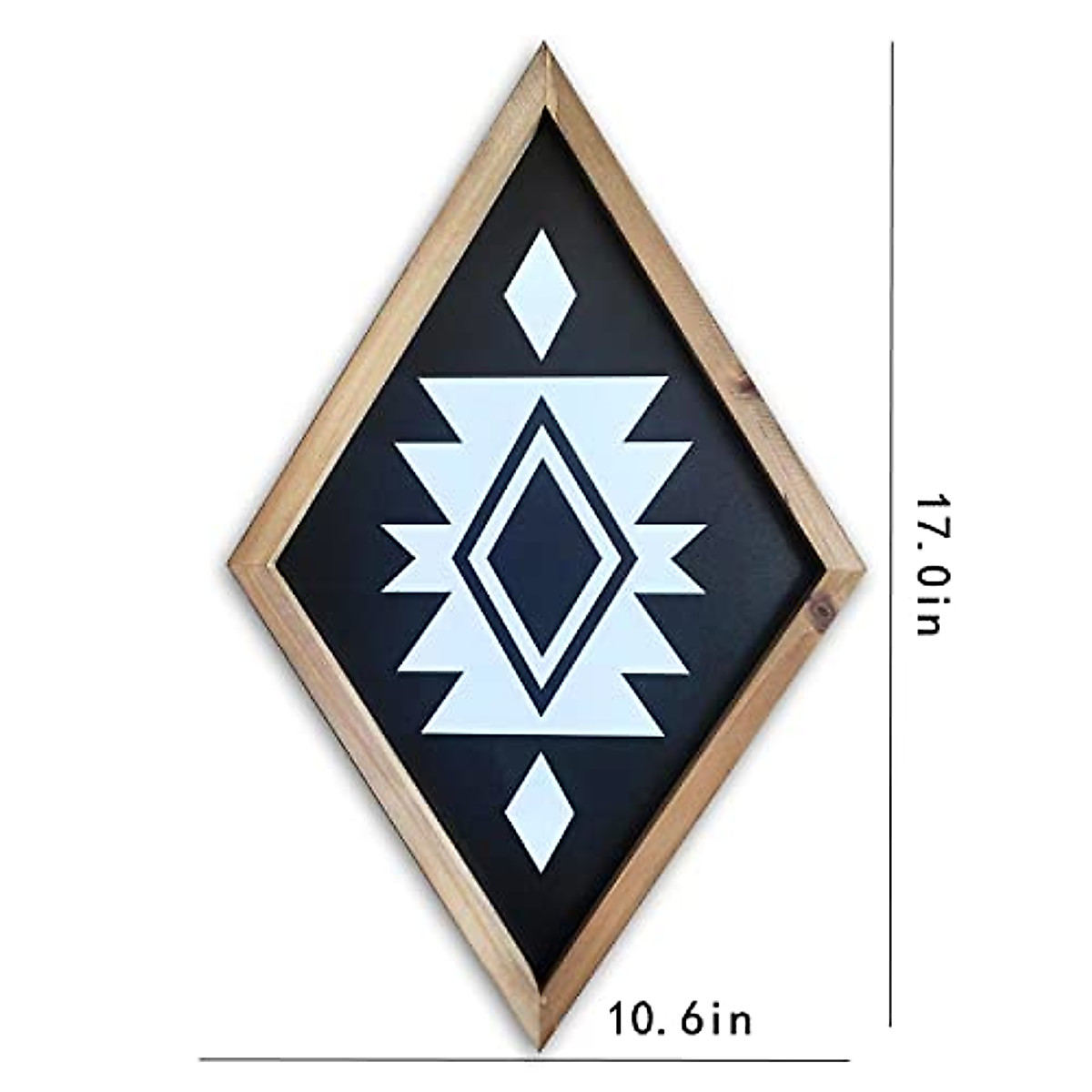 Southwestern Aztec Wall Decor, Geometric Wood Wall Art Print Tribal Boho Western Decorations For Home Living Room Bedroom Nursery Diamond Framed Hanging Farmhouse Style Rustic Artwork Modern(Black)