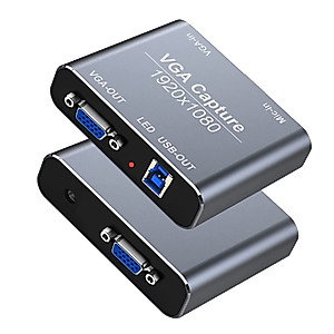 VGA Capture Card, VGA to USB Capture Device with VGA Loopout, Mic Input Support HD 720P Video for Gaming, Streaming, Teaching, Video Conference, Live Broadcasting