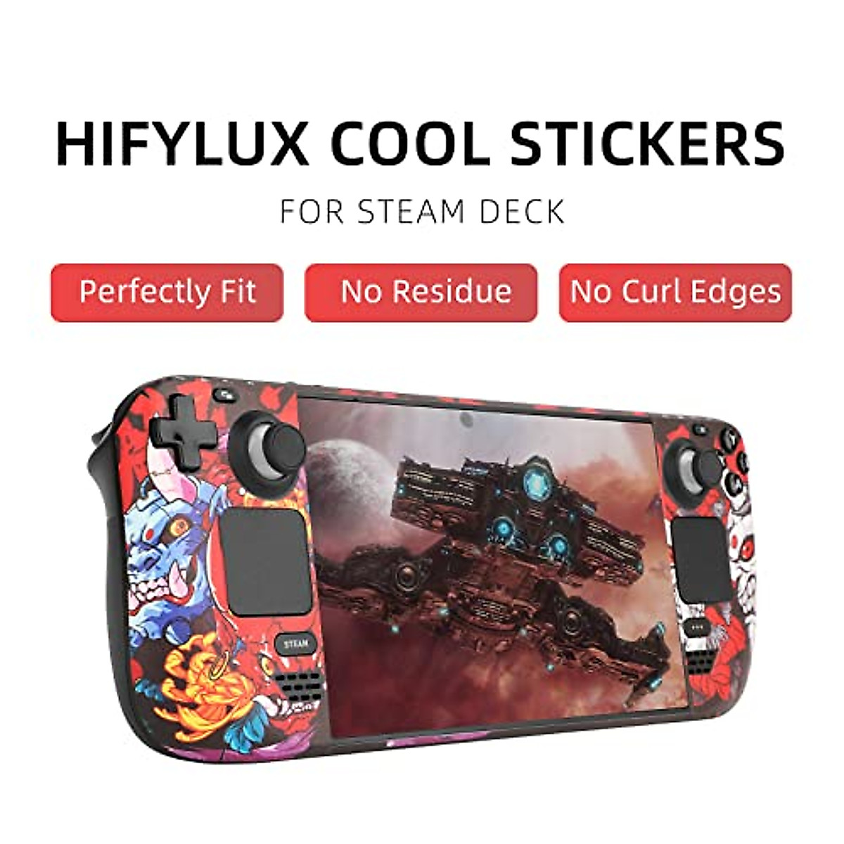 Cicilemo Protective Skin Decal for Steam Deck, Anti-slip Scratch-resistant Skins Stickers Set Compatible with Steam Deck Handheld Gaming PC(Brighting Red)