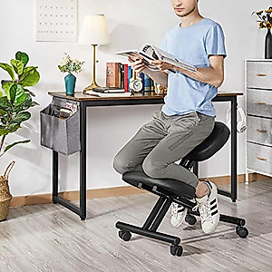 Yaheetech Kneeling Chair Ergonomic Posture Chair for Office Home Standing Work Desk Stool Adjustable Office Chair with Thick Cushion Pad & Flexible Seating Rolling Casters