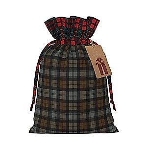 Christmas Drawstring Gift Bags Scottish-Plaids-Brown-Tartan Buffalo Plaid Drawstring Bag Party Favors Bags