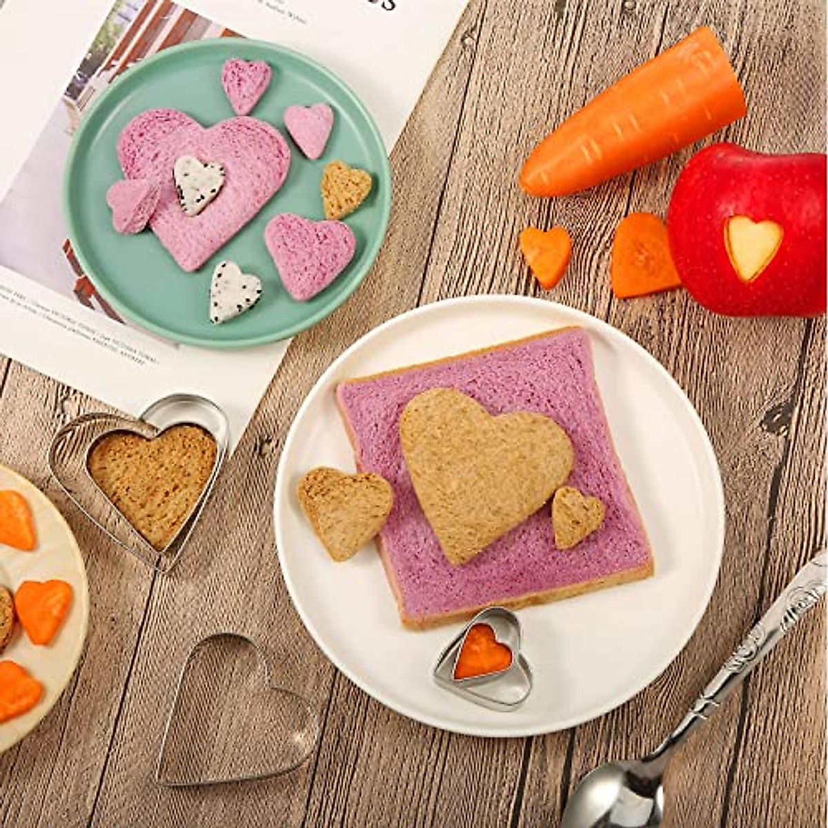 5 Pieces Heart Shape Cookie Cutter Set Valentine Cookie Cutter Stainless Steel Heart Cutter Valentine's Day Present for Sandwiches, Cookie, Biscuit