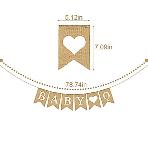 Rainlemon Jute Burlap Baby Q Banner BBQ Theme Baby Shower Gender Reveal Birthday Party Garland Decoration