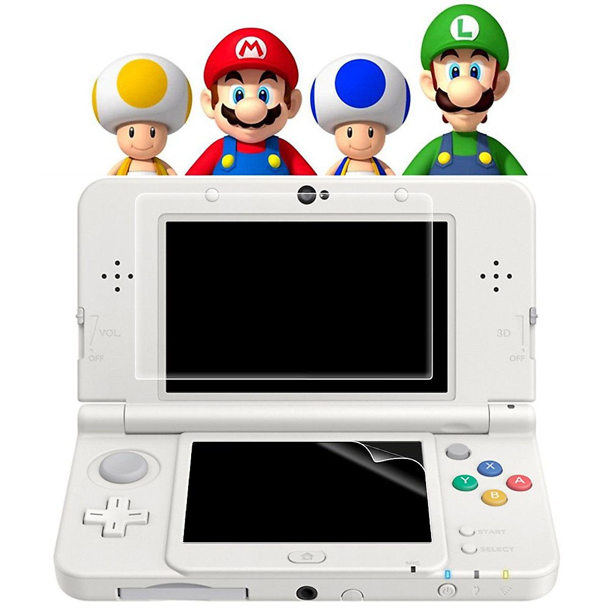 Screen Protector Compatible Nintendo New 3DS, AFUNTA 2 Pack (4 Pcs) Tempered Glass for Top Screen and HD Clear PET Film for Bottom Screen Accessory