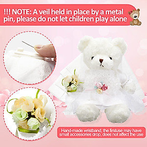 Civaner 2 Sets of Bear Clothes Bear Outfits of Groom's Tuxedo Suit and Bridal Dress Set, The Bear is Not Included, Fit 14-16 Inch Bears, Bear Clothes