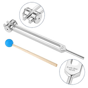 68.05 Solfeggio Tuning Fork with Silicone Hammer Bag for Sound, Musical Instrument, Vibration