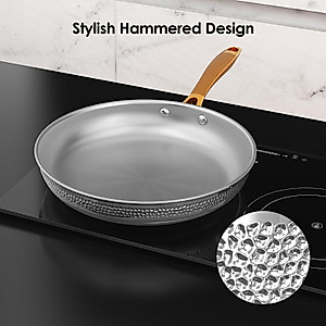 Homaz life Stainless Steel Pots and Pans Set, Tri-Ply Hammered Kitchen Cookware with Glass Lids, Induction Compatible, Non-Coated, Non-Toxic, 10-Piece