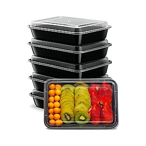 Generic ASK WHOLESALE 28 oz Food Storage Containers With Lids, Meal Prep Containers, Plastic Long-lasting Containers, 50 Pcs Microwavable Reusable Food Containers with Lids, Lunch Box, Black, AW6788