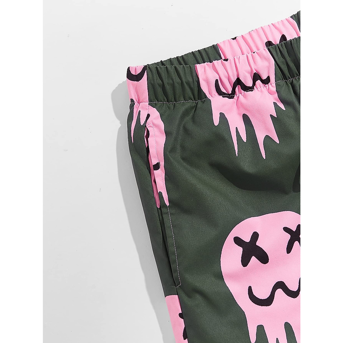 WDIRARA Men's Graphic Print Colorblock Drawstring Waist Active Pocket Shorts Multicolored M