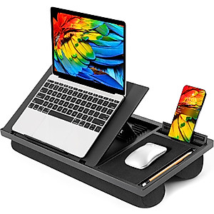 LORYERGO Laptop Lap Desk, Large Lap Desk with Cushion, 8 Angle Adjustable, Lap Desk for Laptop 17 Inches w/Mouse Pad & Cellphone Slot, Laptop Stand for Bed & Couch, Laptop Riser for Home & Office
