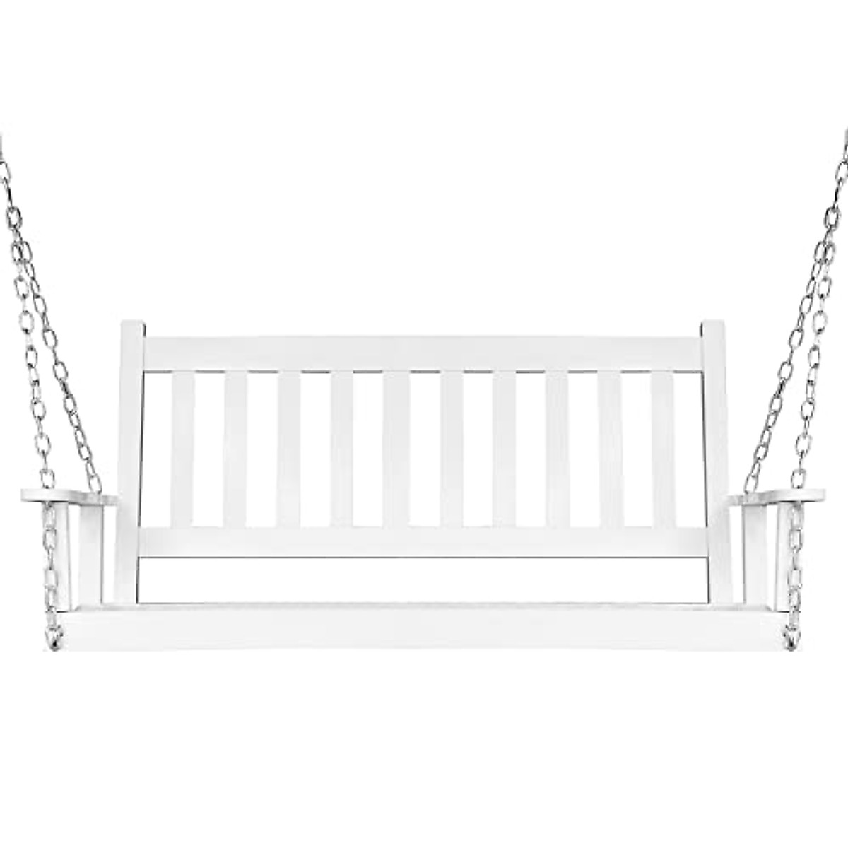 Wood Front Patio Porch Swings Outdoor with Chains Weather Resistant Heavy Duty Hanging Porch Swings 4 Ft, White XL