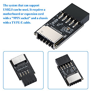 MZHOU USB 2.0 Front Panel Header USB 9pin to USB 2.0 Type-E Internal Adapter