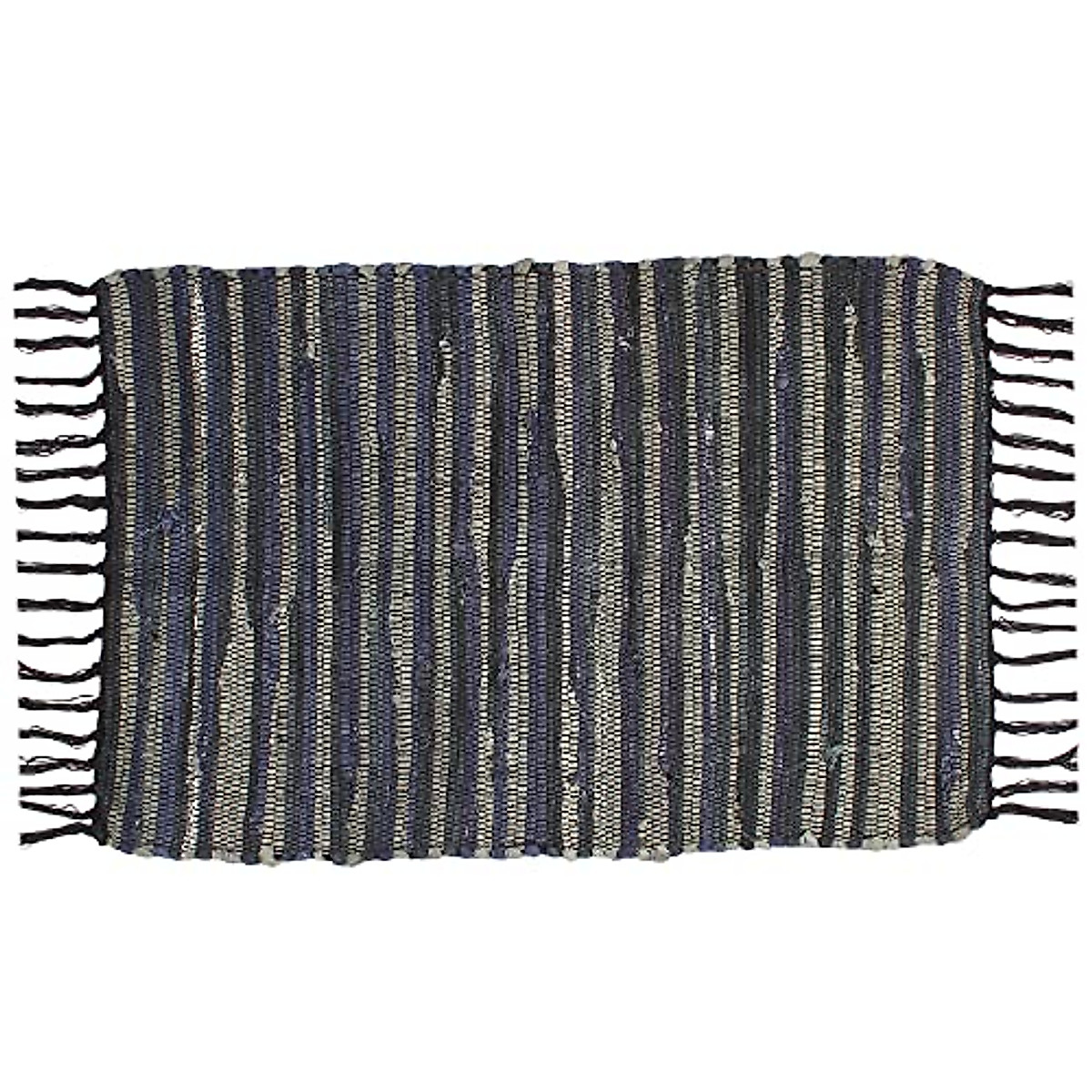 Asraie Eco Friendly Hand Woven & Reversible Cotton Chindi Rag Rug 100% Recycled Cotton Area Rug for Living Room Kitchen Entryway 2x3' (Black Multi)