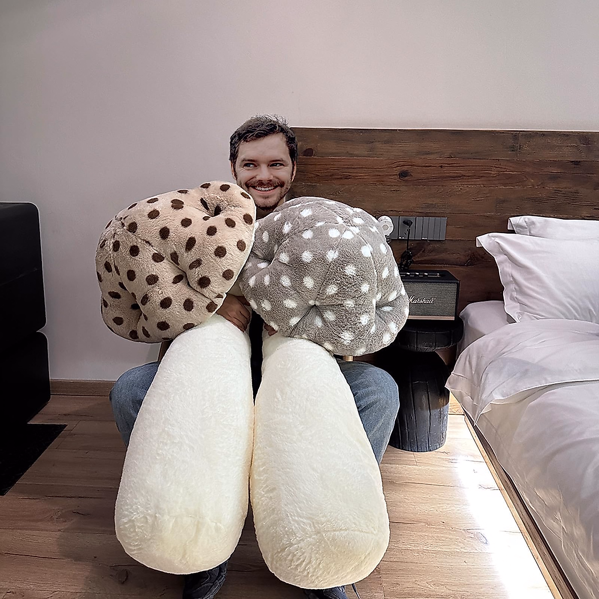 Hofun4U Mushroom Plush Pillow - 51 inch Mushroom Shaped Stuffed Long Pillow - Mushroom Plush Body Pillow - Christmas Birthday Sofa Home Decoration (Grey)