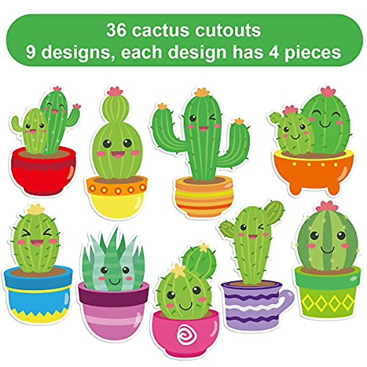 Cactus Cutouts for Classroom Bulletin Board Decoration 36 Pcs