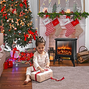 ORALNER Electric Fireplace Heater, 18" Tall Freestanding Fireplace Stove with Realistic 3D Flame Effect, Overheat Protection, Portable Fireplace for Living Room，Bedroom, 1400W, Black