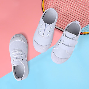 Boy's Girl's Toddlers Canvas Sneakers Slip-On Lightweight Kids Lace up White Sneakers Casual Skin-Friendly Walking Running Shoes Big Kids 1