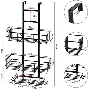 Over The Door Shower Caddy with Hooks Silver