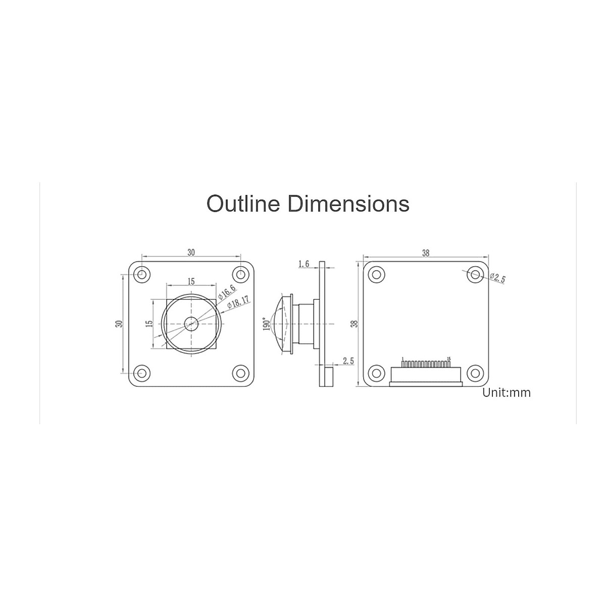 Coolwell IMX378-190 Fisheye Lens Camera for Raspberry Pi Series Board, 190° Wide Angle Fisheye Lens, 12.3MP, Wider Field of View