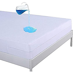 Bedecor Queen Mattress Protector Zippered for 7"-9" Mattress,Soft Cotton Terry 6-Sided Waterproof Mattress Encasement Cover Breathable Noiseless Washable