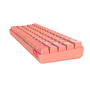 EPOMAKER Ajazz STK61 61 Keys Bluetooth 5.0 Wired/Wireless Mechanical Keyboard with 12 Backlits, Type C Cable, Compatible with Win/Android/MacOS/iOS for Game/Office (Mechanical Red Switch, Pink)