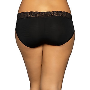 Vanity Fair womens Flattering Lace Panties Underwear, Bikini - 3 Pack Black/Black/Black Stripe, Large US