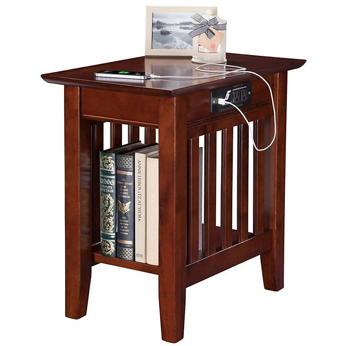 Leo & Lacey Charger Chair Side Table in Walnut
