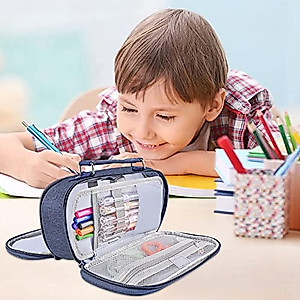 Large Capacity Pencil Case, 3 Compartment Pencil Bag Stationery Pouch, Handheld Cosmetic Bag, Storage Pouch for School Office Trip Teens Adults Girl Boy Men Women Gift