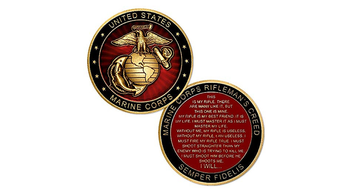U.S. Marine Corps Rifleman's Creed Coin - Antique Brass