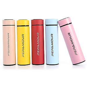 Stainless Steel Thermos, Water Bottle with Smart Temperature Display, Double Wall Insulated Coffee Thermos, BPA-Free, No Smell and Perspiration (Black)