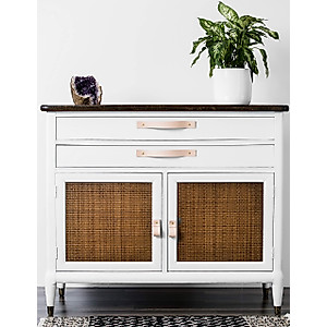 KEYAIIRA - Leather and Brass Drawer Handle - minimal furniture knobs modern kitchen handle pulls for cabinets farm house Scandinavian dresser hardware