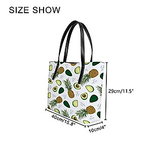 Shoulder Bag Tote Bags for Women Pineapple Avocado Leather Shopper Work Handbags Large Casual Bag