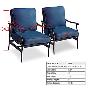 PatioFestival Patio Chairs Bistro Rocking Sofa Chair Modern Outdoor Furniture Set Conversation Sets with 5.1 Inch Thick Seat Cushions (2PCS-2, Blue)