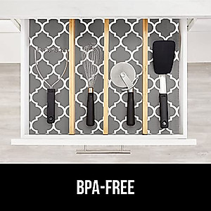 Gorilla Grip Drawer and Shelf Liner for Cabinet, Slip Resistant Non Adhesive Protection for Kitchen, BPA Free Smooth Surface Plastic Liners for Cabinets, Bathroom Cupboard Drawers, 12x20, White Gray