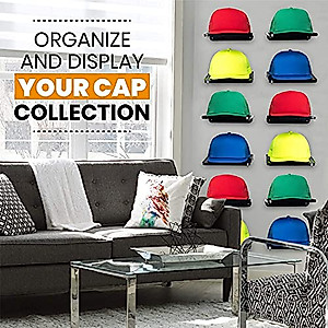 Boxy Concepts Hat Rack for Wall - Pack of 4 Premium Hat Organizer for Baseball Caps - Hat Storage, Hat Holder, & Hanger Your Ball Caps - Plastic Wall Mountable Display Shelf with 3M Foam Adhesive Tape