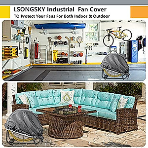 LSongSKY Industrial Fan Cover,Waterproof&Dustproof Cover Suitable for 24" High Velocity Movement Heavy Duty Drum Fan, Heavy Duty Outdoor Floor Fan Cover,Fits up to 29.9 x 8.6 x 29.9 inches,Grey