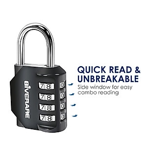 GIVERARE 2 Pack Combination Lock, 4-Digit Outdoor Waterproof Padlock, Keyless Resettable Zinc Alloy Locks for Gym, School, Employee Locker, Hasp, Fence, Storage, Chest, Gate, Cabinet, Toolbox