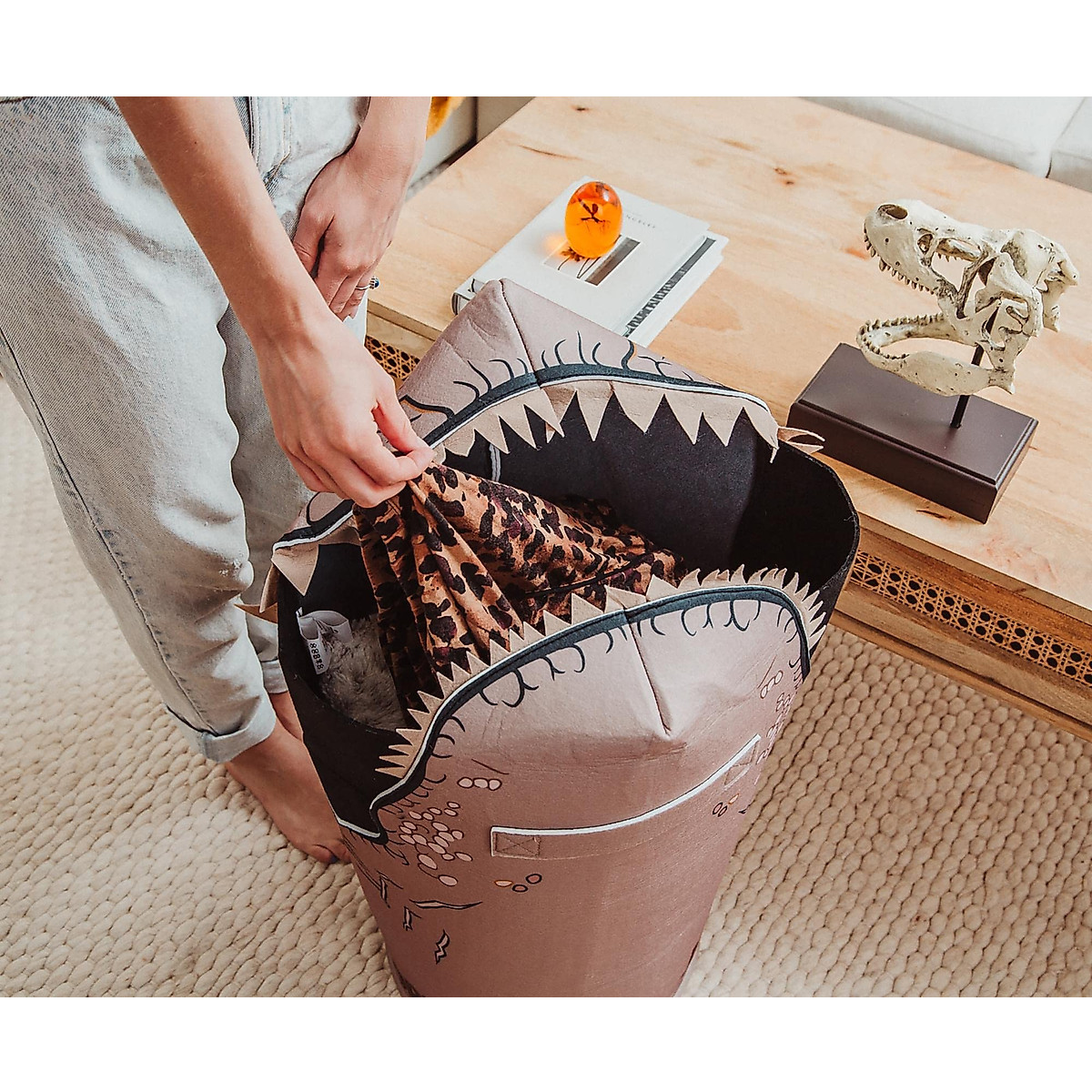 Ukonic Jurassic World Open-Mouth T-Rex Clothes Hamper, Laundry Basket | Storage Organizer for Blankets, Toys