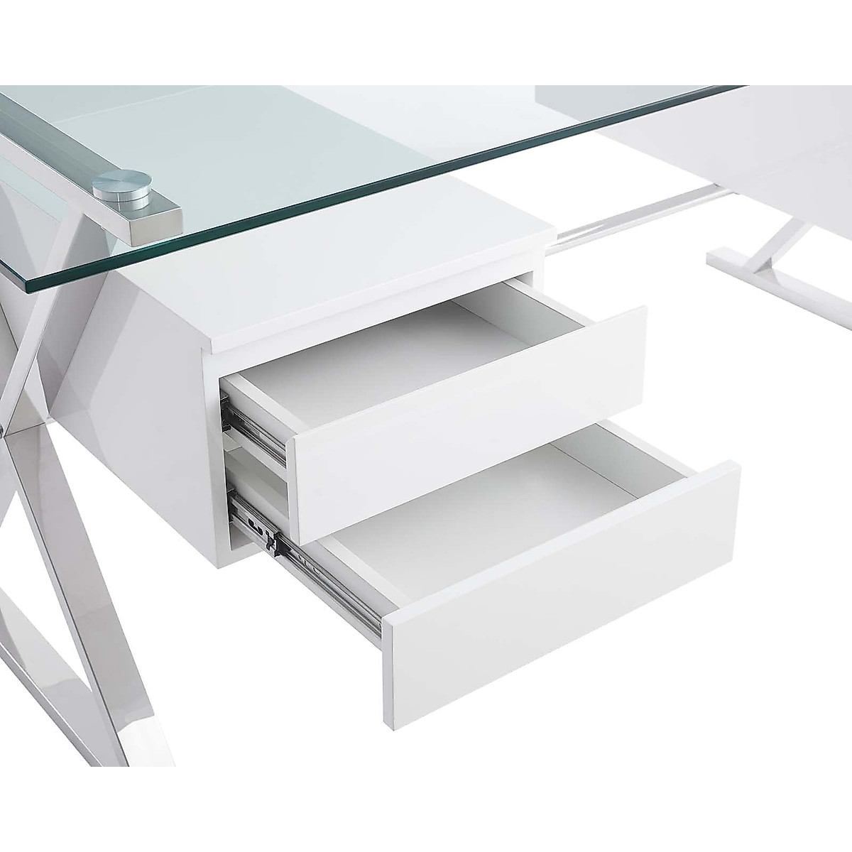 Modway EEI-6226-WHI Sector 71" Glass Top Glass Office Desk, White