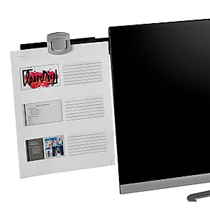 3M Monitor Mount Document Clip Copy Clip, Mounts Right or Left with Command™ Adhesive, Use on Monitors and Laptops for Easy Viewing and Reduced Clutter, Holds up to 30 Sheets, Black (DH240MB)