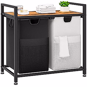 Lulive Double Laundry Hamper, Multifunctional Basket Organizer, 112L Laundry Sorter with Removable Bags and Fabric Handles, Large Top Shelf Laundry Bag for Bathroom, Dorm, Laundry Room