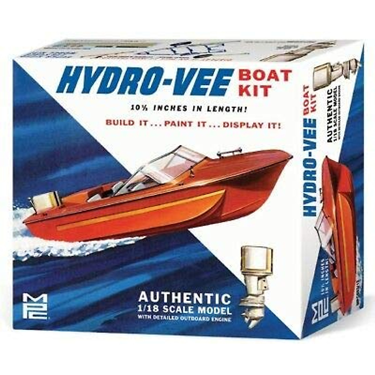 C.P.M. Round2 MPC 883/12 Vintage Hydro-Vee Power Boat Plastic Kit 1:18 Scale 10.5 inches