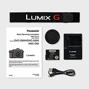 Panasonic Lumix DMC-G85 Mirrorless Micro Four Thirds Digital Camera with Panasonic 12-60mm Lens + 64GB Memory Card, Backpack, Flash, Editing Software Kit & More