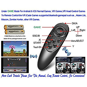 VR Remote Controller Gamepad Bluetooth Control VR Video, Game, Selfie, Flip E-book/PPT/Nook page, Mouse, in Virtual Reality Headset PC Tablet laptop iPhone Smart Phone